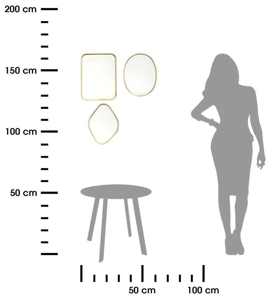 Zrcadlo Mira, zlaté, sada 3ks