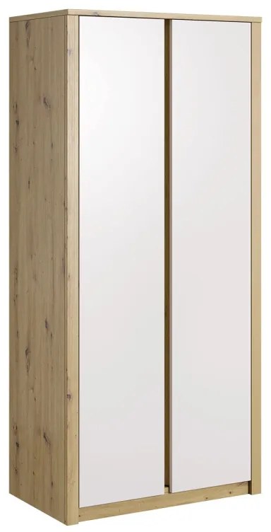 Dvoudveřová šatní skříň S2D Nicenna NC09, 127-barva: dub artisan / bílá