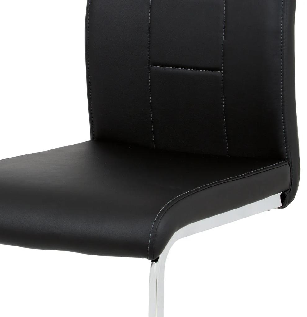 Jídelní židle černá koženka / chrom Autronic DCL-411 BK
