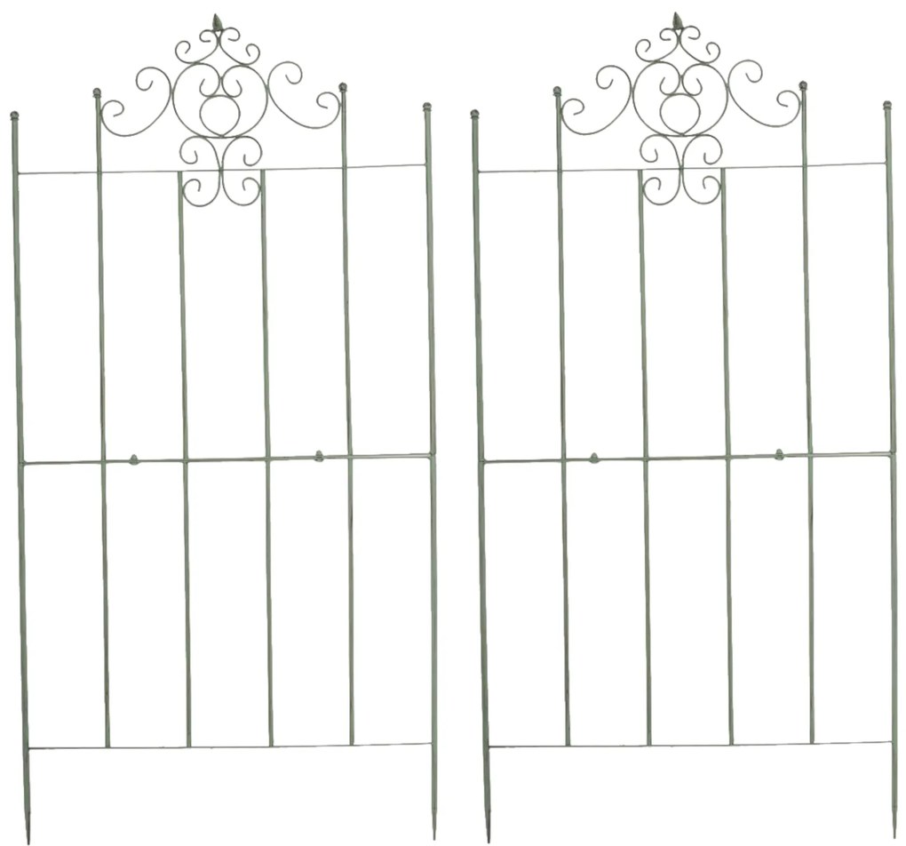 2x Mřížka na popínavé rostliny Paula - 180 x 85,5 cm - Zelená antik