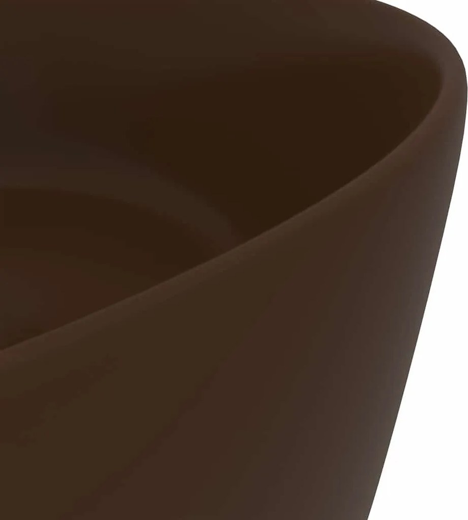 Luxusní umyvadlo kulaté matné tmavě hnědé 40 x 15 cm keramické 147017