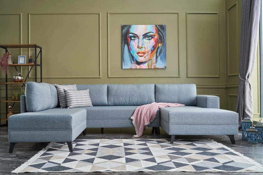 Hanah Home Šestimístná pohovka EFSUN modrá