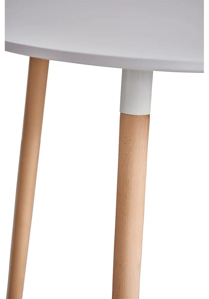 Jídelní stůl ELCAN průměr 60 cm, MDF bílá, nohy buk