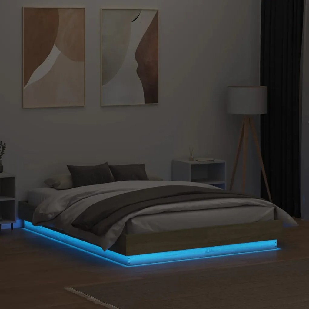 Rám postele s LED osvětlením dub sonoma 135 x 190 cm 3209816