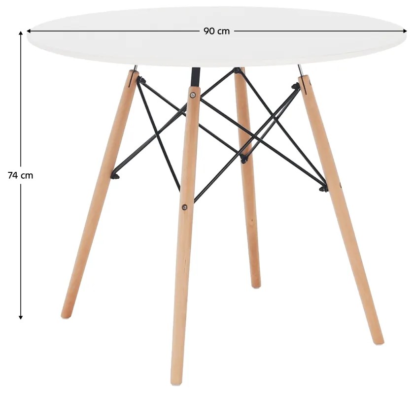Kondela Jídelní stůl, bílá/buk, průměr 90 cm, GAMIN 2 NEW 90