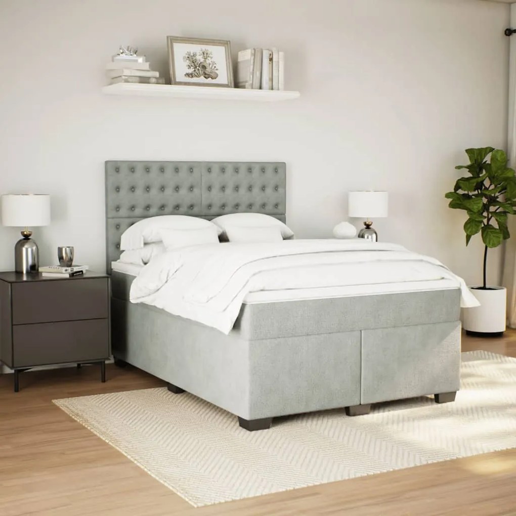 Box spring postel s matrací světle šedá 160x200 cm samet 3293266