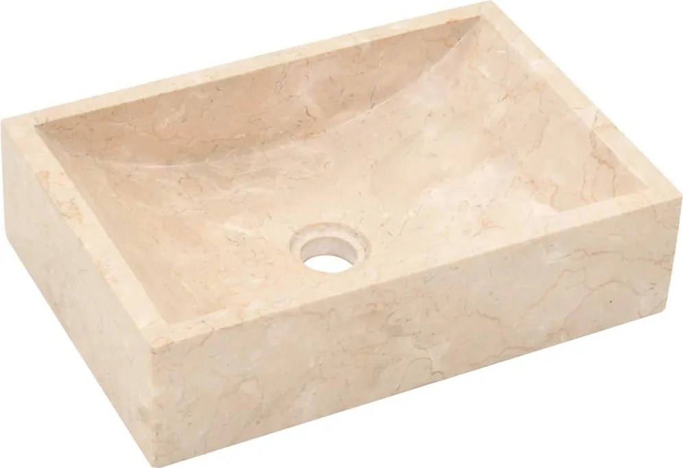 Umyvadlo 45 x 30 x 12 cm mramor krémové s vysokým leskem 142773
