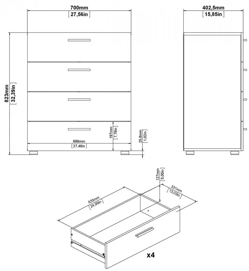 Komoda Pedro, dub sonoma / bílý lesk