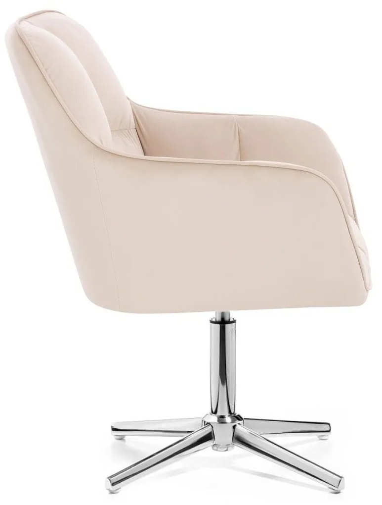 LuxuryForm DESIGN Otočné křeslo AMALFI VELUR na stříbrném kříži - krémové