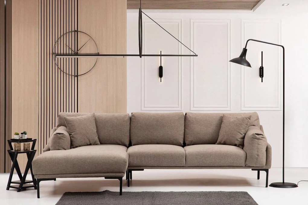 Designová rohová sedačka Pallavi 255 cm hnědá - levá