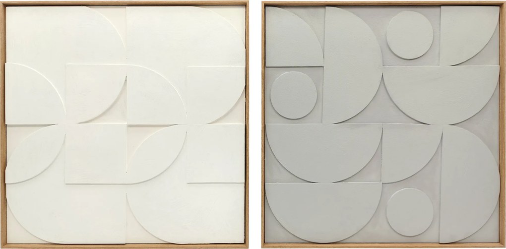 HOMCOM Dekorace stěn 3D sada 2 geometrických nástěnných dekorací Moderní nástěnná dekorace obývacího pokoje, chodby, 80 x 3,5 x 80 cm, bílá
