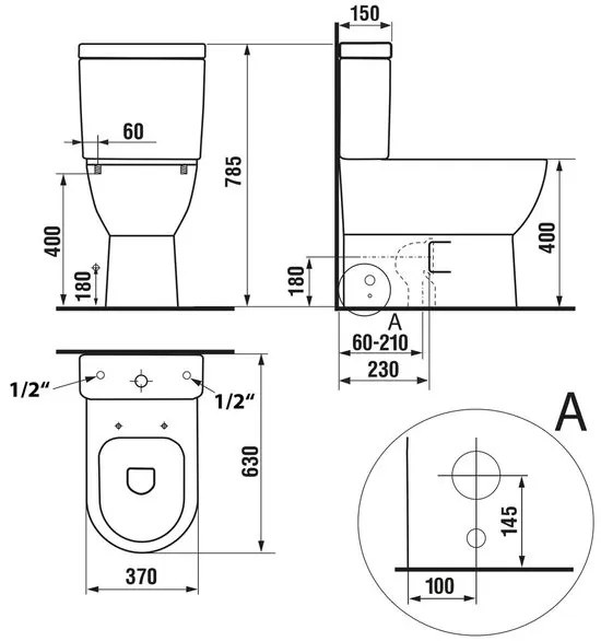 Aqualine Jalta WC kombi s nádržkou, bílá PB103RW