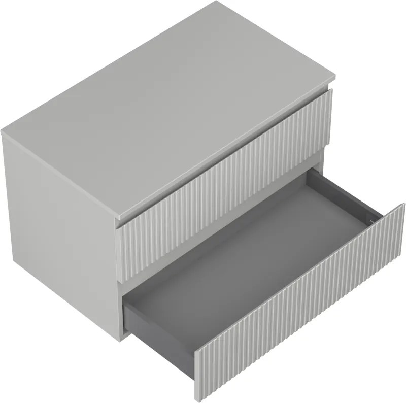 Mexen Rivel, koupelnová skříňka 80 cm s pracovní deskou, 2 zásuvky, drážkovaná, matná šedá, 91A20-08047-2-BFFC62