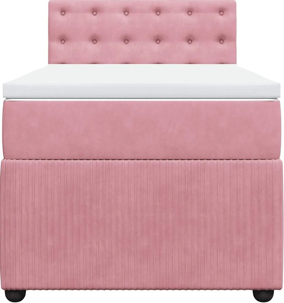 Box spring postel s matrací růžová 80 x 200 cm samet 3287607