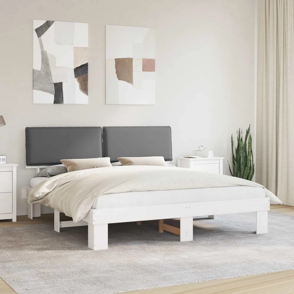 Rám postele s čalouněným čelem s čelo Světle šedá 200 x 200 cm 3398068