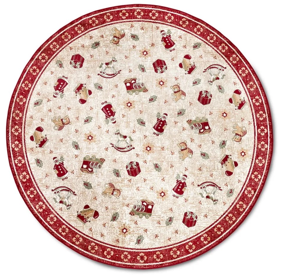 Červený kulatý koberec s vánočním motivem s příměsí bavlny ø 200 cm Toy's Delight Red Christmas – Villeroy&amp;Boch