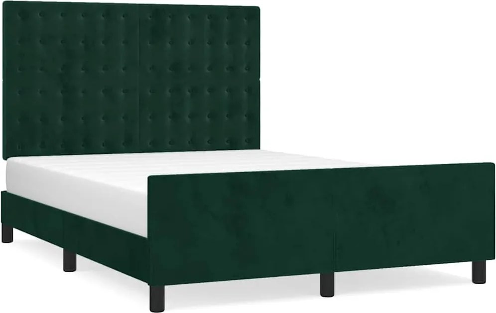 Rám postele bez matrace tmavě zelená 140 x 190 cm samet 3125998
