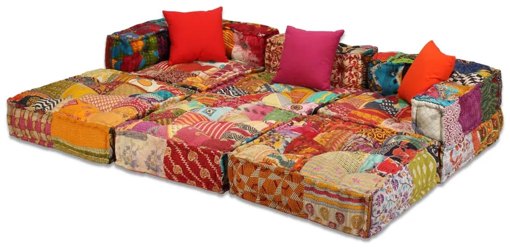3místný modulární pouf patchwork textil 244979