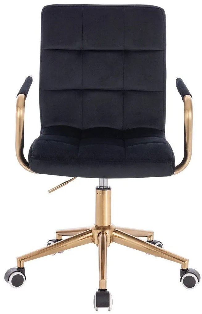 LuxuryForm DESIGN Otočná židle VERONA GOLD VELUR na zlaté podstavě s kolečky - černá