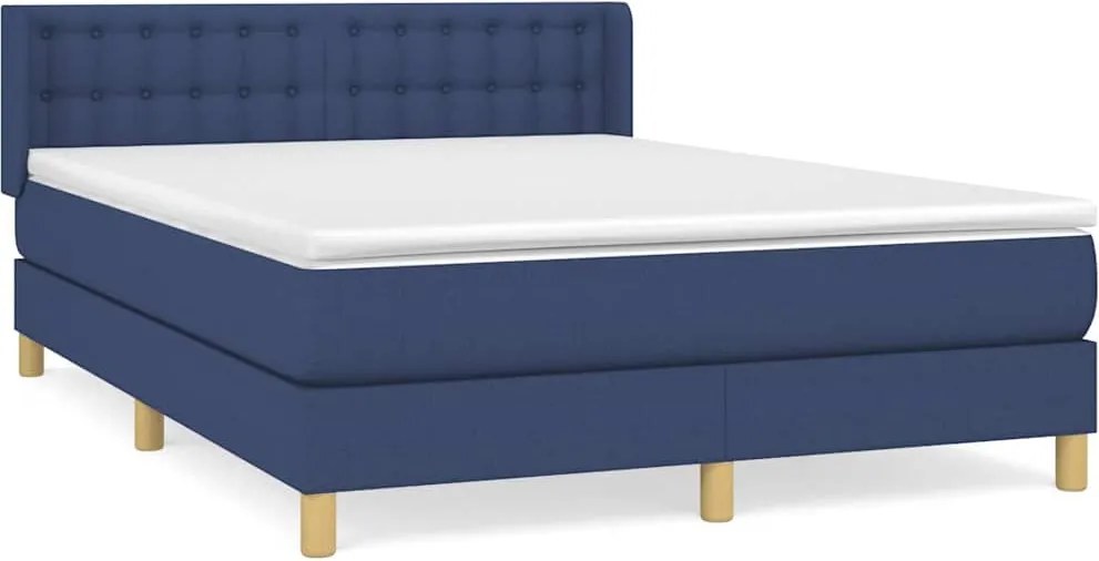 Box spring postel s matrací modrá 140x190 cm textil 3130591