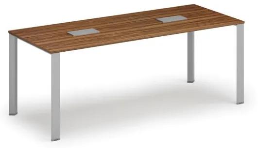 Stůl INFINITY 2000 x 900 x 750, ořech + 2x stolní zásuvka TYP IV, stříbrná