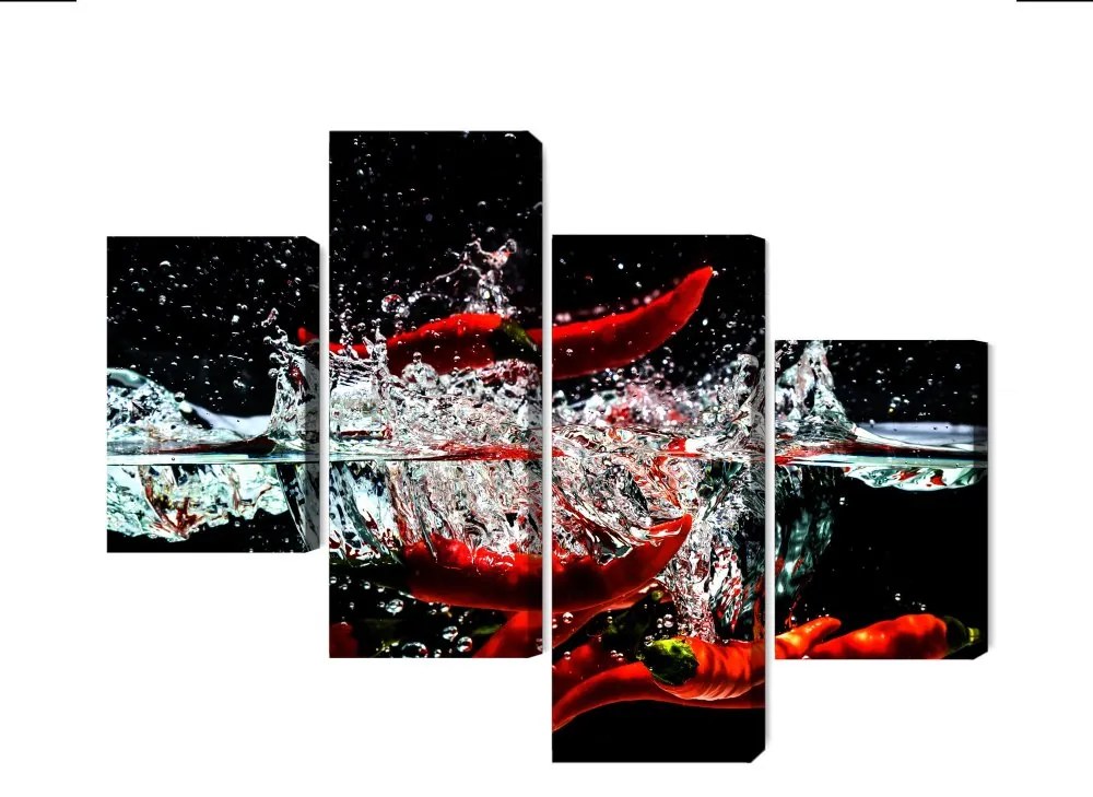 Vícedílný obraz Chilli Ve Vodě Nedostatek Nedostatek Přírodní plátno 240x150