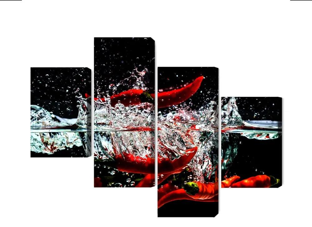 Vícedílný obraz Chilli Ve Vodě Nedostatek Nedostatek Plátno Canvas 120x75