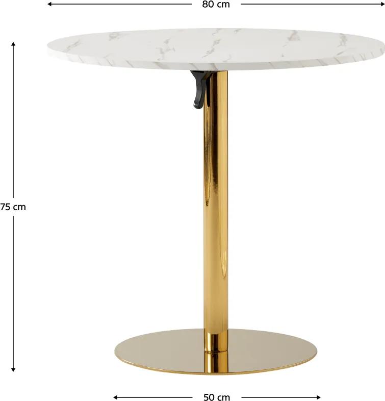 Tempo Kondela Jídelní stůl, světlý mramor/gold chrom - zlatý, průměr 80 cm, LAMONT