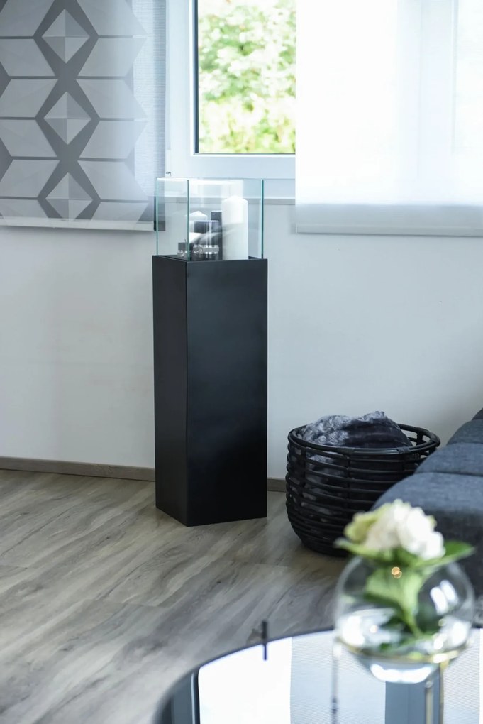 Dekorační svícen/sloup CANDELA, hliníkový kompozit, výška 100 cm, černý