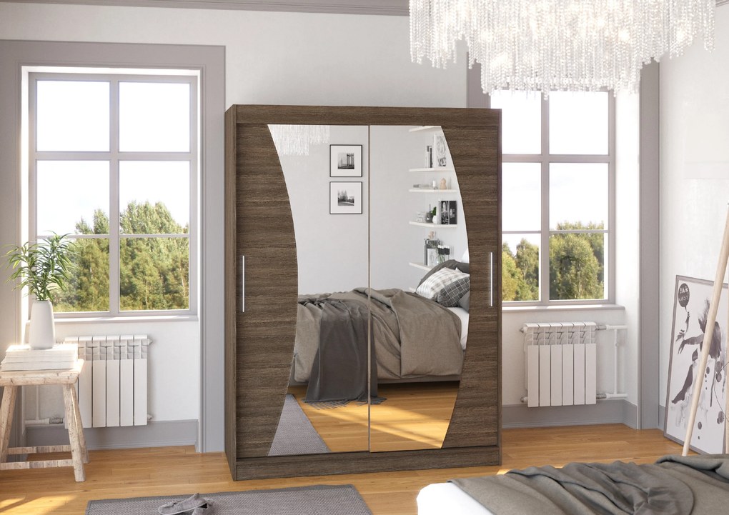 ADRK Furniture Skříň posuvná se zrcadlem MODESTO 150 ADRK-SW-MOD-CH-150