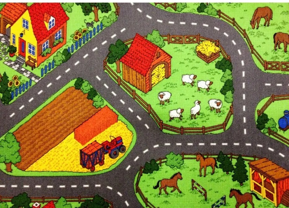 Dětský koberec Farma II. (Varianta: kulatý 160 cm průměr)