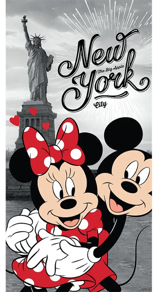 Jerry Fabrics Dětská osuška MICKEY A MINNIE V NEW YORKU 70x140 cm