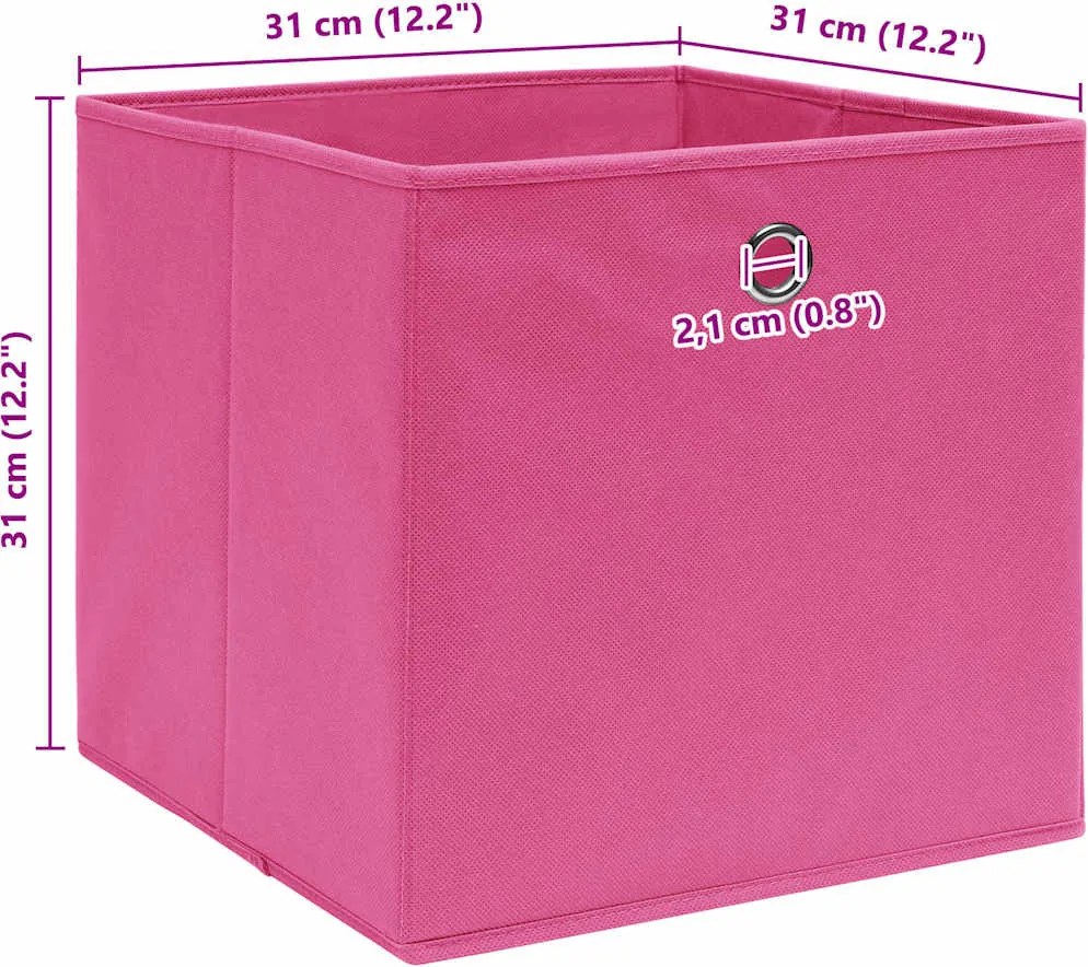 Úložné boxy 4 ks růžové 32 x 32 x 32 cm textil 288345