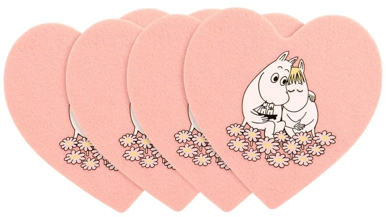 Set podtácků Moomin Together, 4ks / růžové