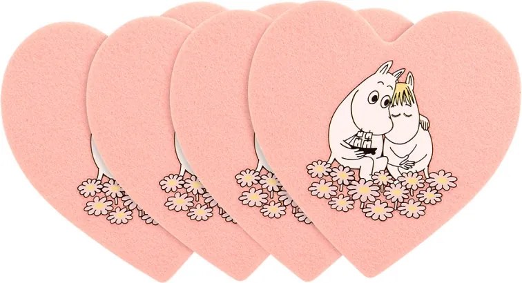 Set podtácků Moomin Together, 4ks / růžové