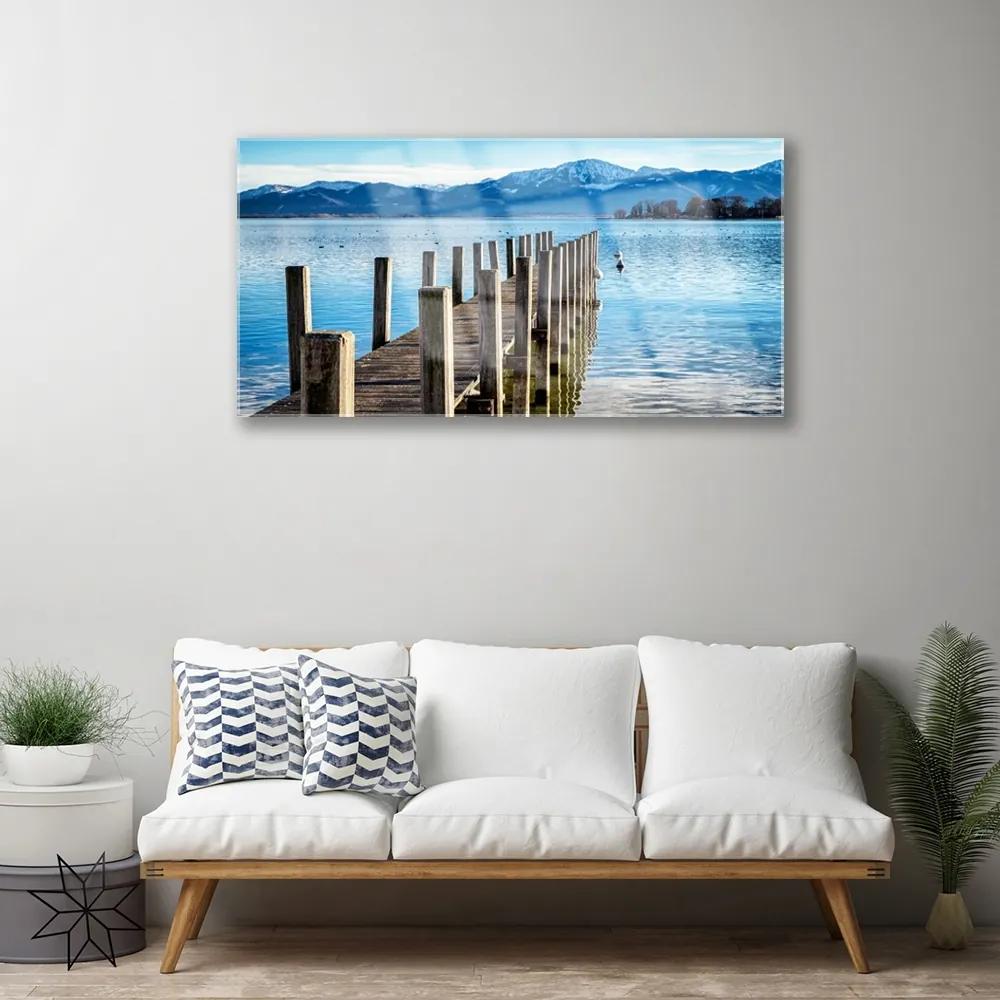 akrylový obraz Most Moře Hory Architektura 100x50 cm