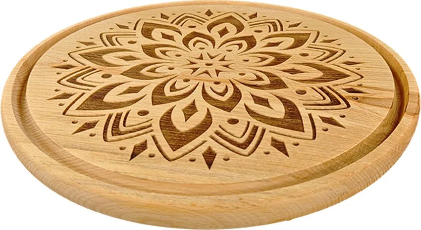 AMADEA Dřevěné servírovací prkénko - podnos mandala, masivní dřevo, 30 cm