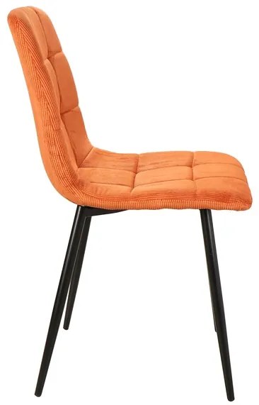 Oranžová manšestrová jídelní židle MILA s černými nohami