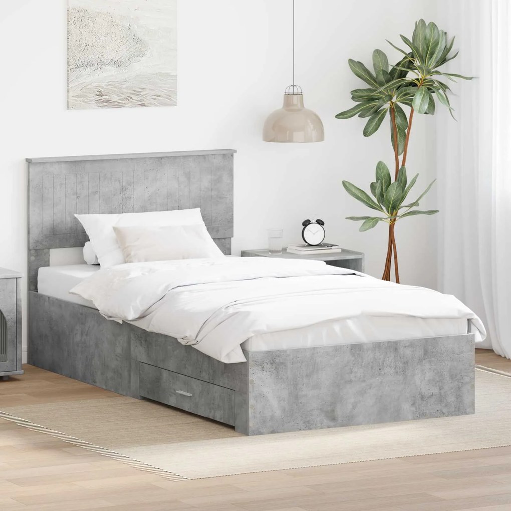 Rám postele s čelo Betonově šedá 100 x 200 cm Kompozitní dřevo 3410934