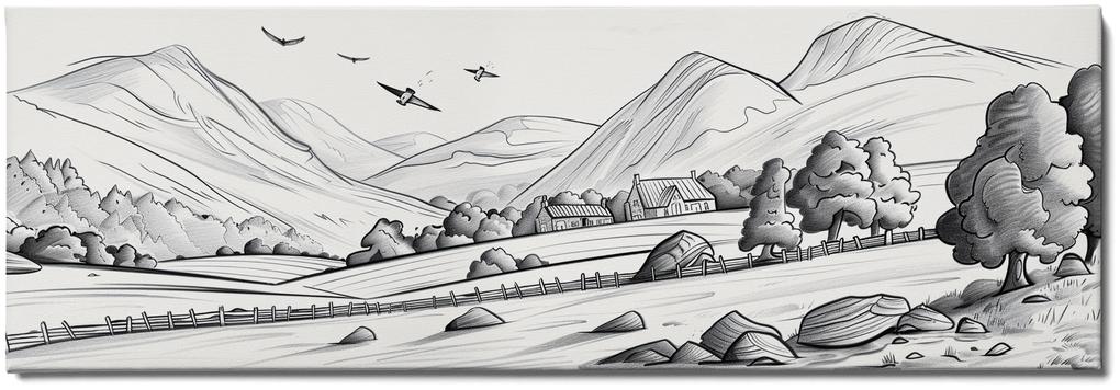 Obraz na plátně - Hanušovic statek pod kopcem FeelHappy.cz Velikost obrazu: 60 x 20 cm