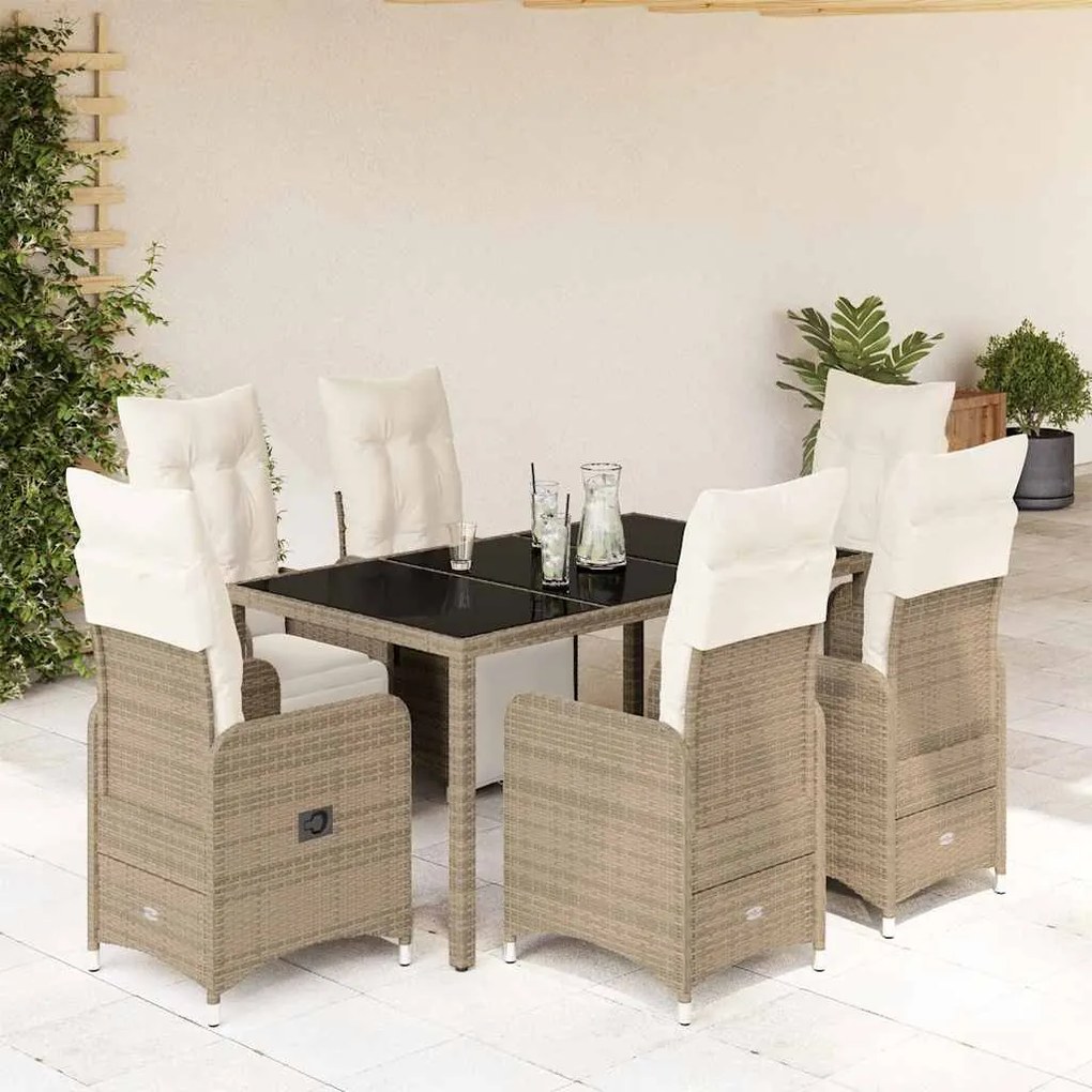 7dílný zahradní bistro set s poduškami hnědý polyratan 3277212