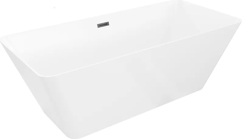 Mexen Velo Slim, volně stojící vana 170 × 75 cm, bílá lesklá, černý přepad, 52811707500-70