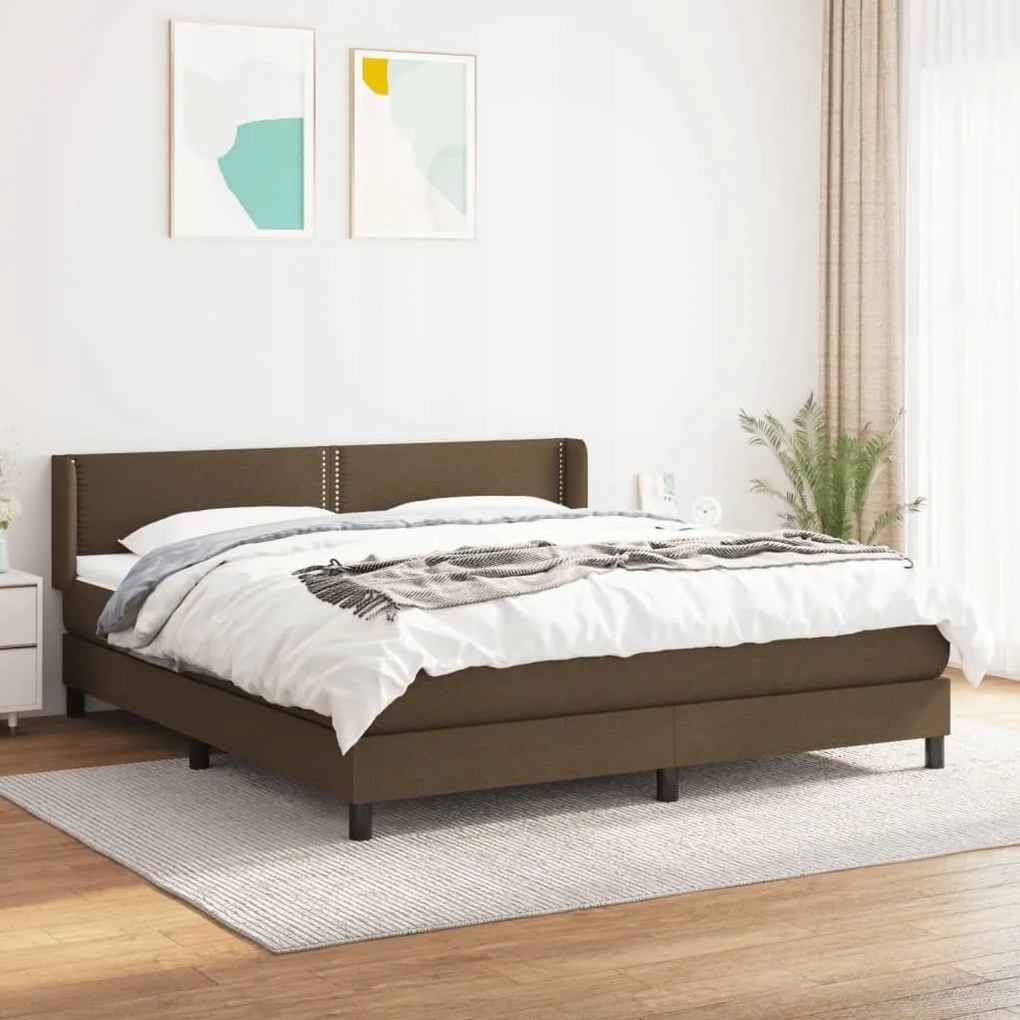 Box Spring Postel S Matrací Textil Tmavě Hnědá Hladké s hřebíky 160 x 200