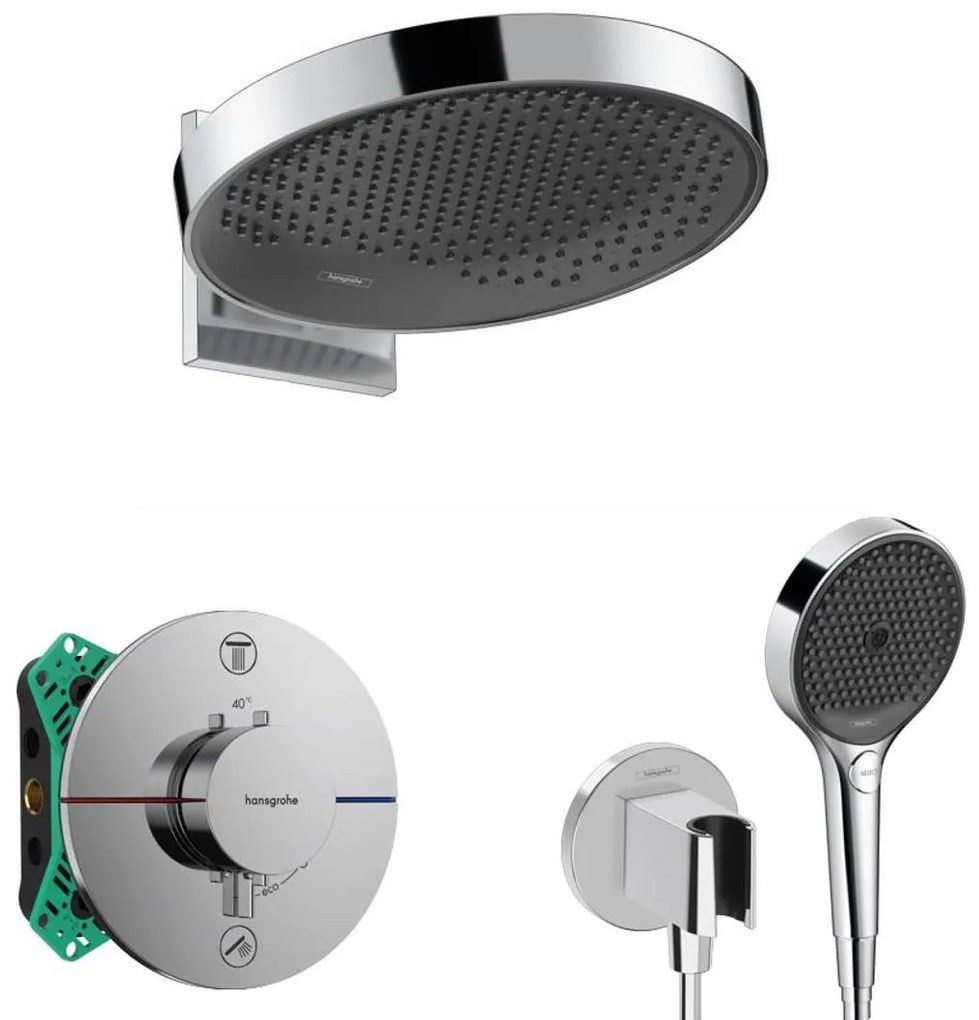 Hansgrohe - Sprchový set s termostatem pod omítku, s tělesem, průměr 36 cm, 3 proudy, chrom SANI21HHH010