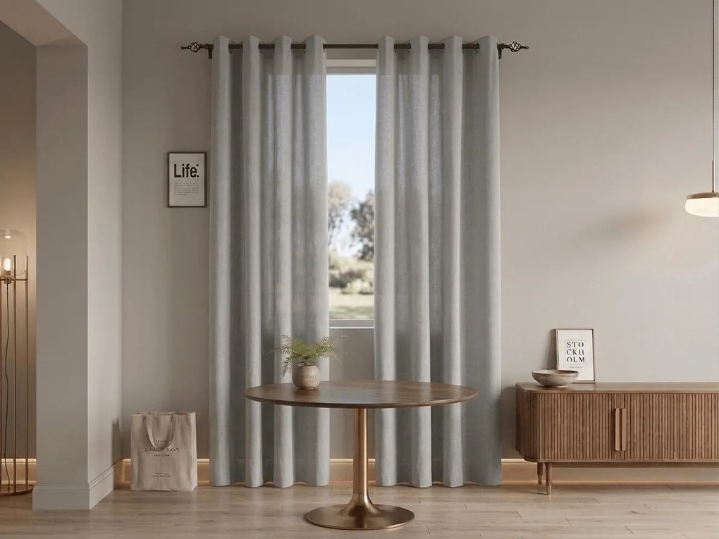 Závěs TAVIO 140x250 cm, světle šedý Zavěšení: Řasící páska