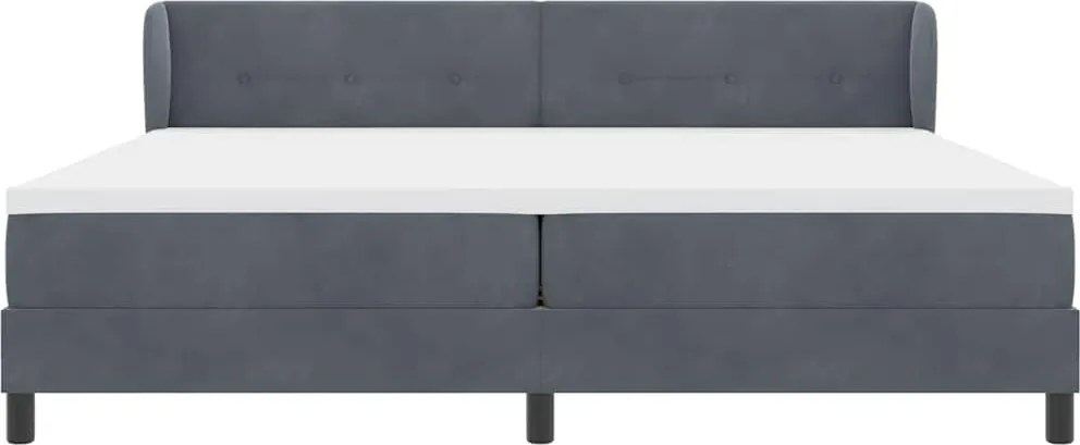 Postel s boxspringem s čelo Tmavě šedá 200 x 200 cm samet 3340407