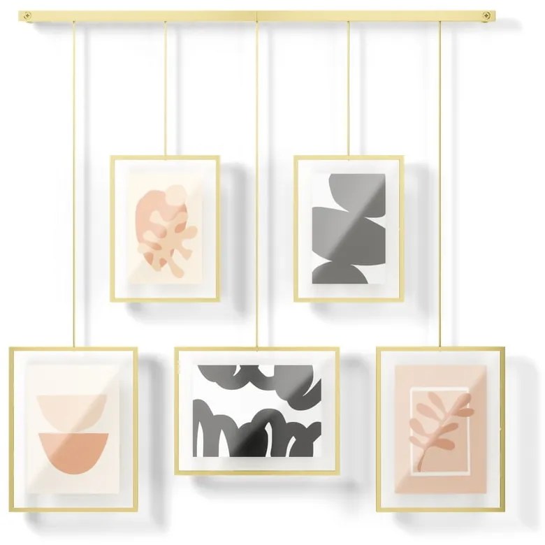 Kovové rámečky na zeď ve zlaté barvě v sadě 5 ks 66x69 cm Exhibit – Umbra