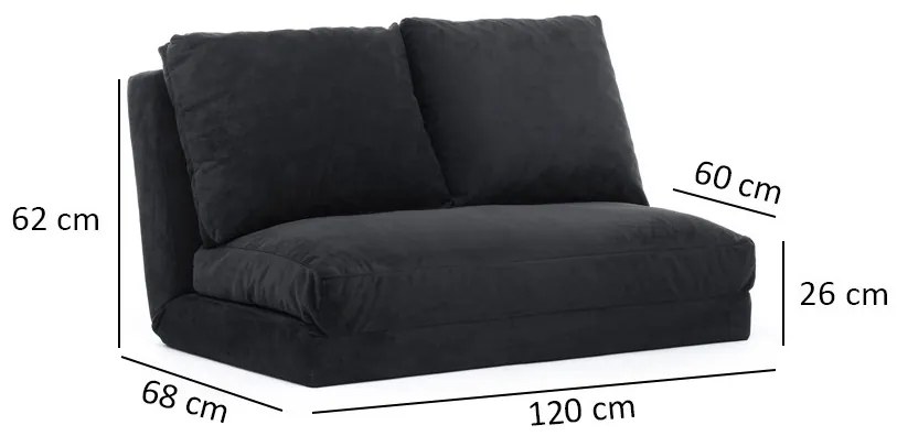 Designová rozkládací pohovka Wandella 120 cm černá