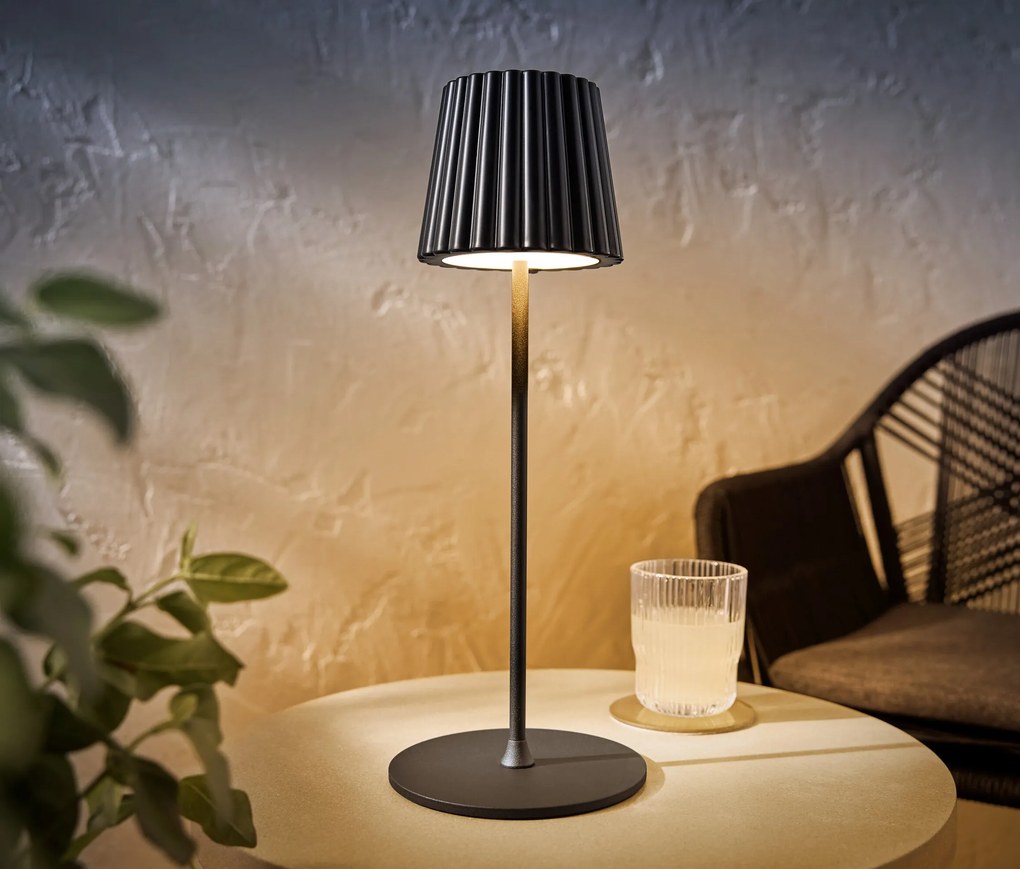 Tchibo - Venkovní dobíjecí stolní lampa LED - barva: černá