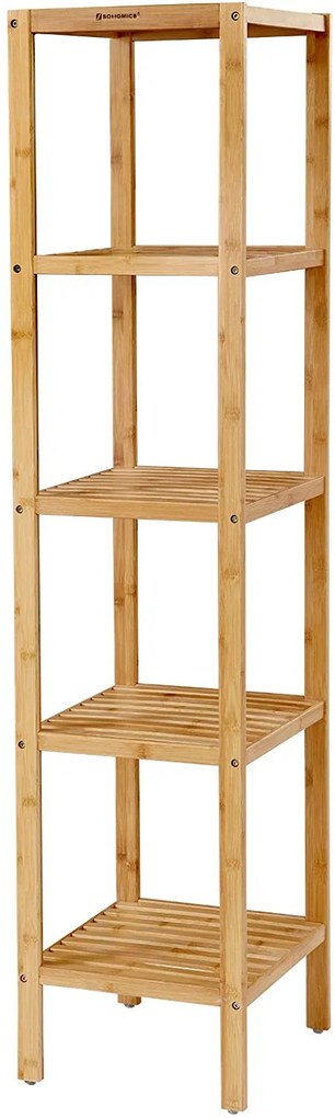 SONGMICS Bambusový regál 5 polic přírodní 33x146 cm